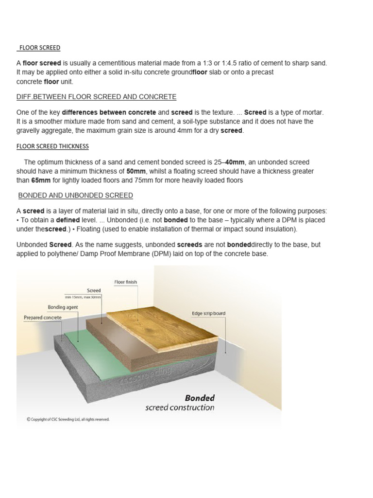 Floor Screed Basics for Builders | PDF