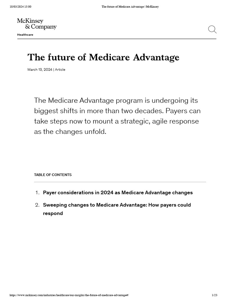 The Future of Medicare Advantage - McKinsey | PDF | Medicare (United ...