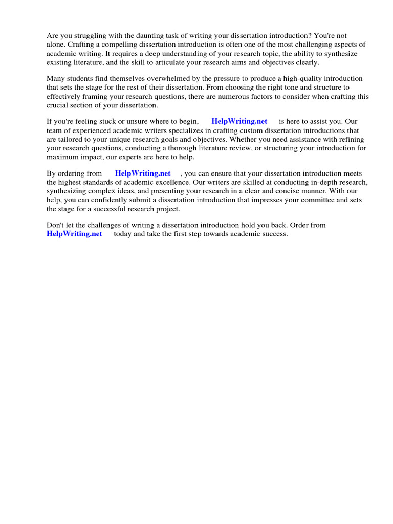 Dissertation Introduction Samples | PDF | Thesis | Knowledge