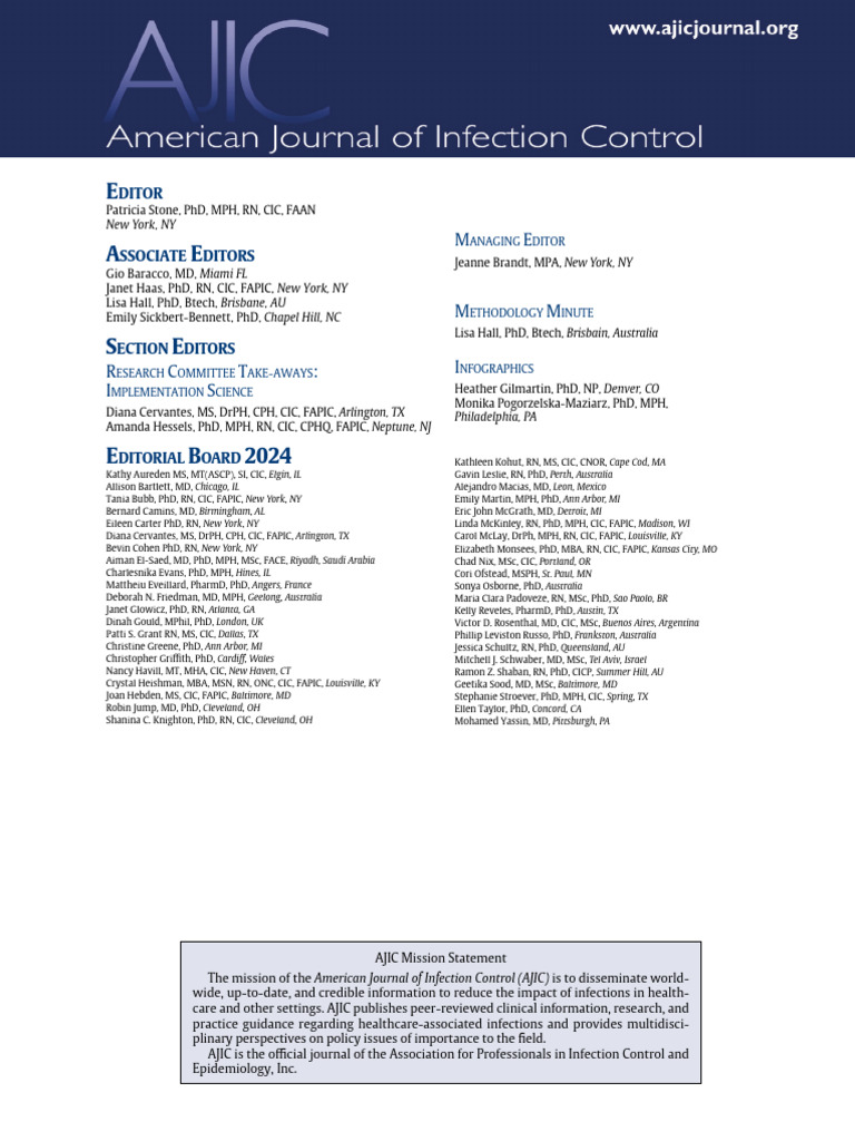 Editorial Board - 2024 - American Journal of Infection Control | PDF
