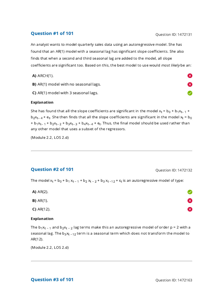 Reading 2 Time-Series Analysis - Answers | PDF | Autocorrelation | Errors And Residuals