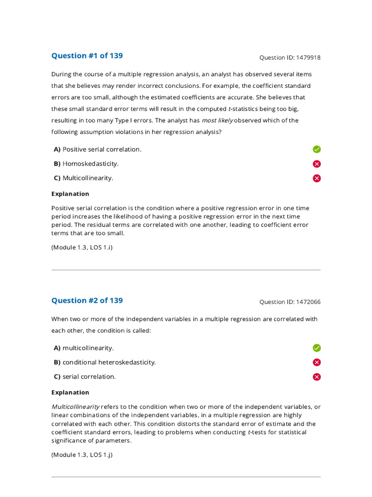 Reading 1 Multiple Regression - Answers | PDF | Linear Regression | Errors And Residuals