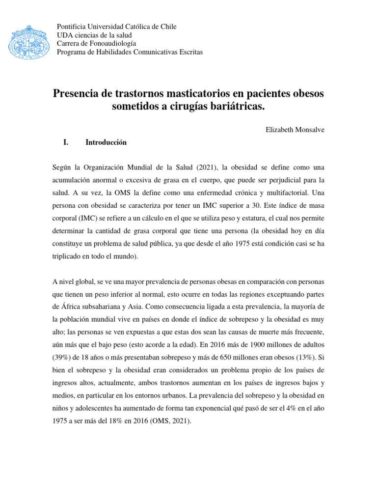 Revisión Bibliográfica Avance 1 Elizabeth Monsalve-1 | PDF | Obesidad ...