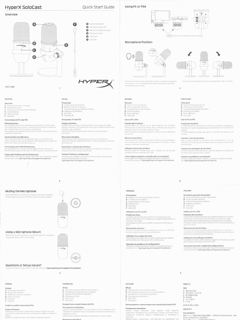 HyperX SoloCast Quick Start Guide | PDF