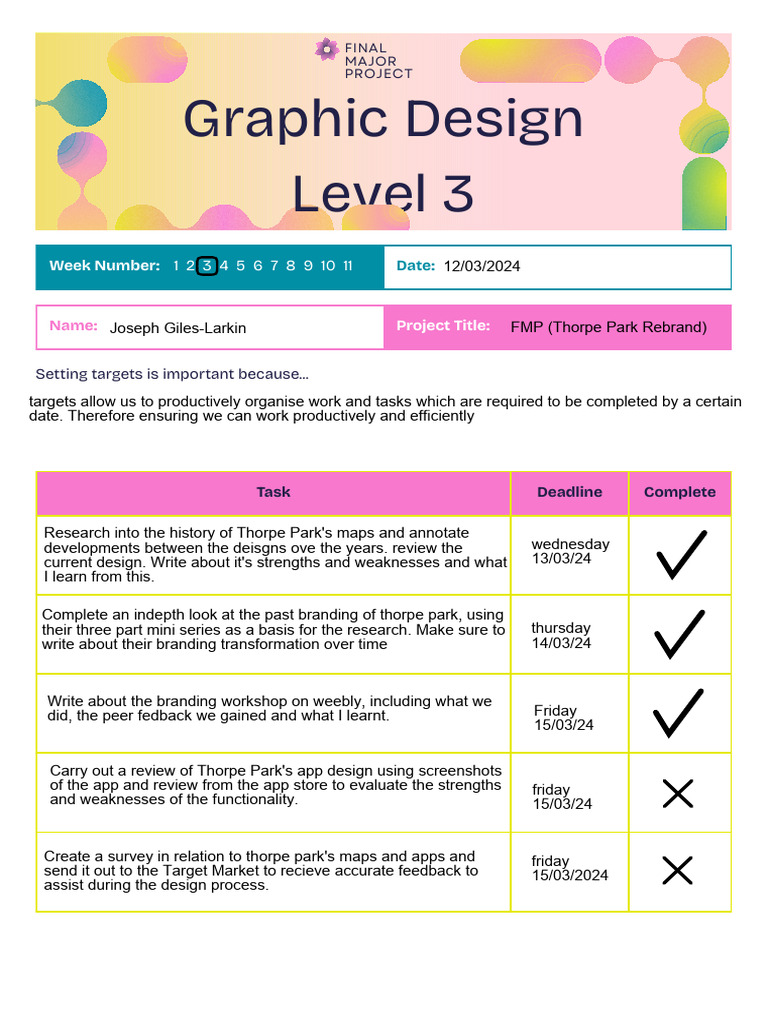 Graphic Design Level 3: Week Number: 1 2 3 4 5 6 7 8 9 10 11 | PDF ...