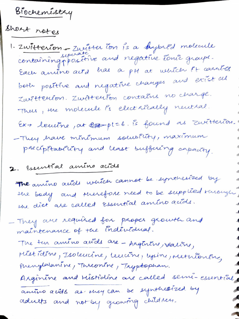 Short Notes Biochemistry | PDF