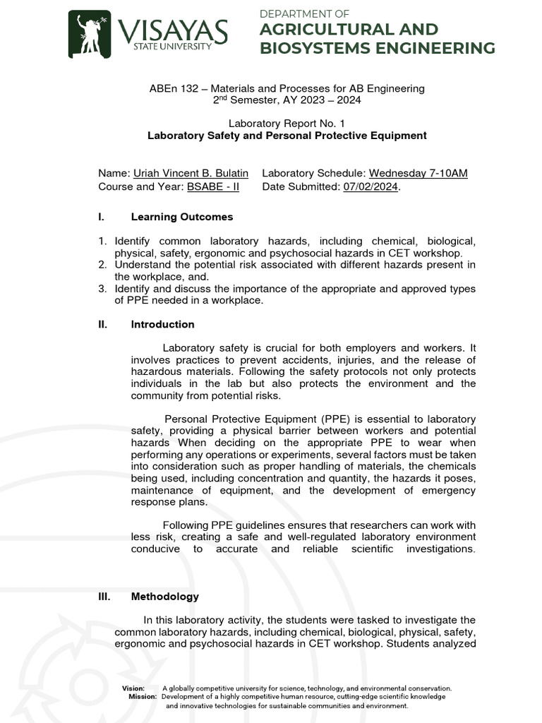 Laboratory-Report-No.-1 Bulatin | PDF | Personal Protective Equipment ...