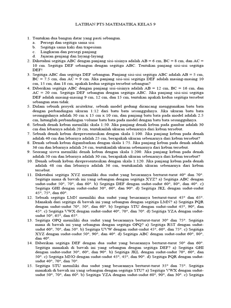 Latihan Matematika Kelas 9 | PDF | Metode & Bahan Ajar | Seni