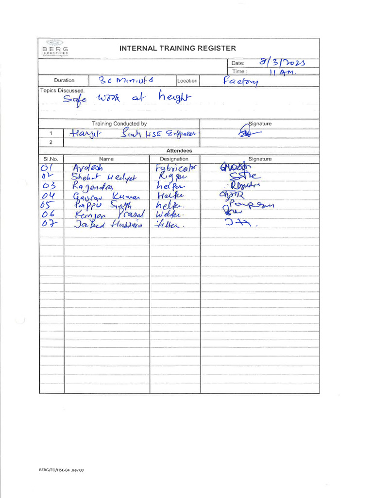 Attachemnt 3 Internal Training | PDF