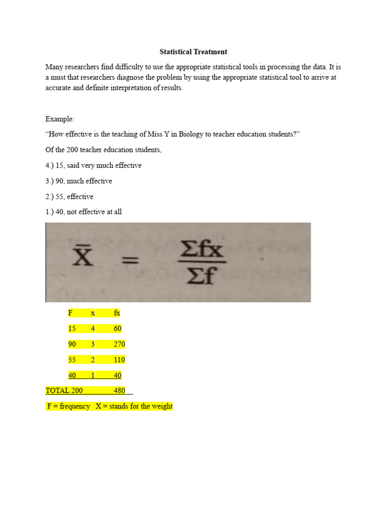Effective Statistical Treatment Methods | PDF | Mean