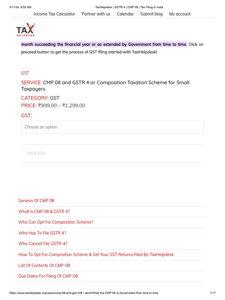 CMP 08 and GSTR 4 Filing Guide | PDF | Fiscal Year | Taxes
