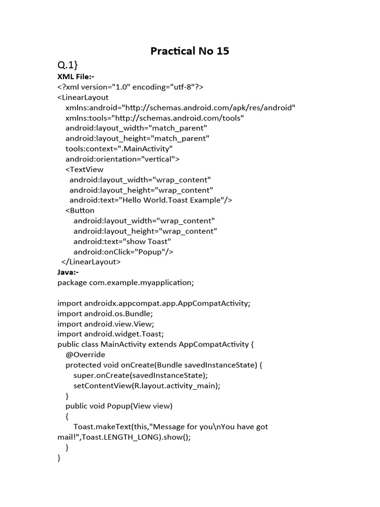 Practical No 15 | PDF | Android (Operating System) | Software Practical No 15 | PDF | Android (Operating System) | Software