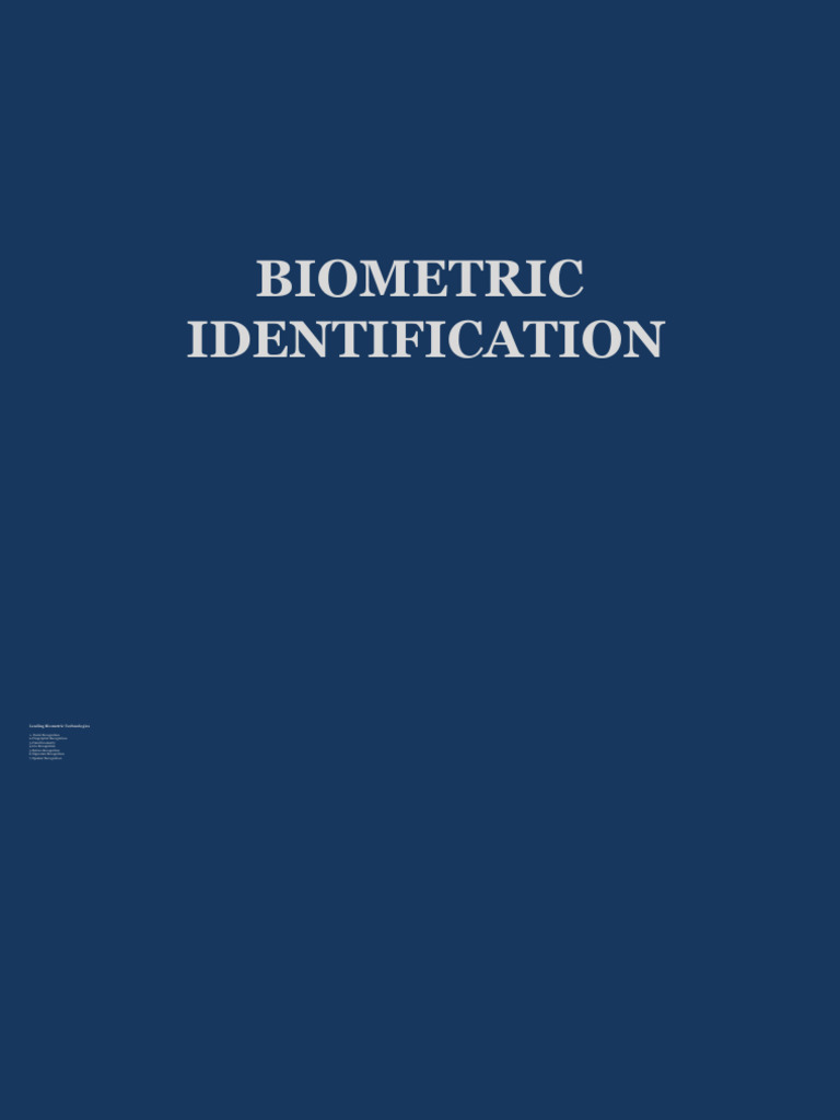Top Biometric Identification Technologies | PDF | Fingerprint | Biometrics