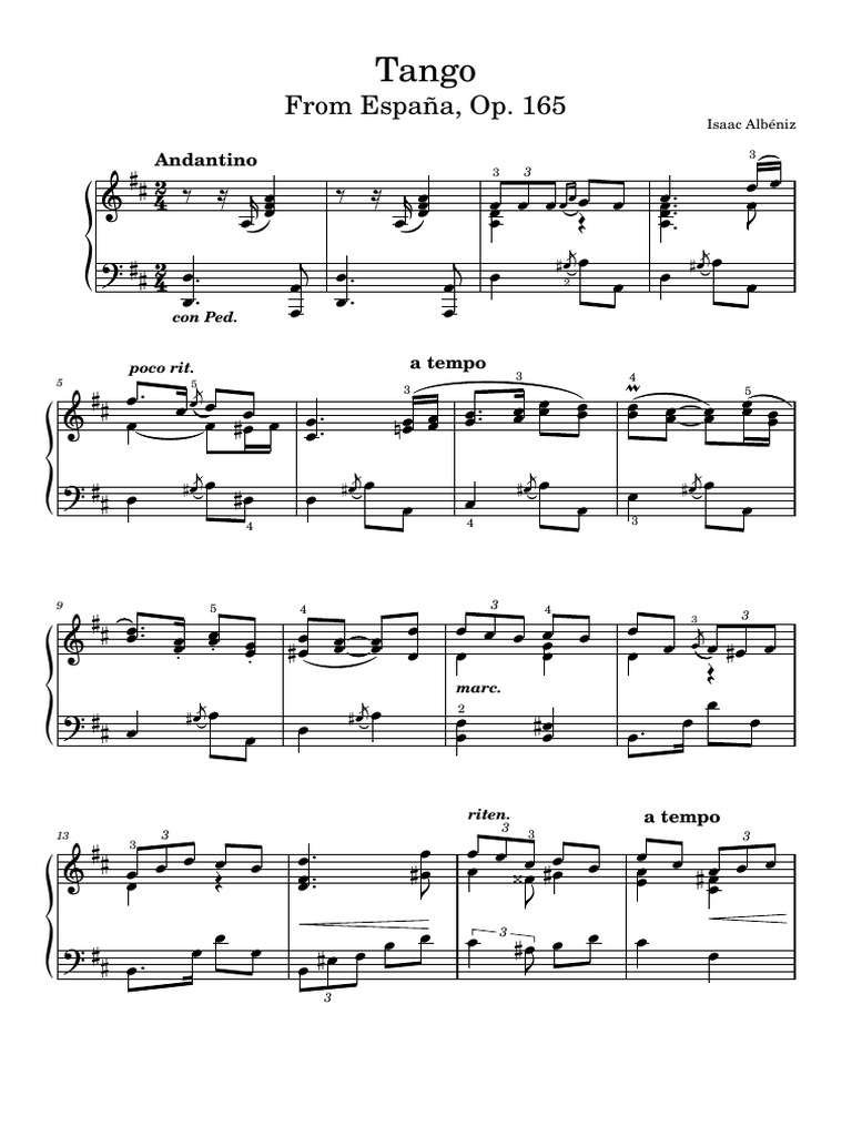 Tango From España Op. 165 No. 2 | PDF | Music Theory | Poetics