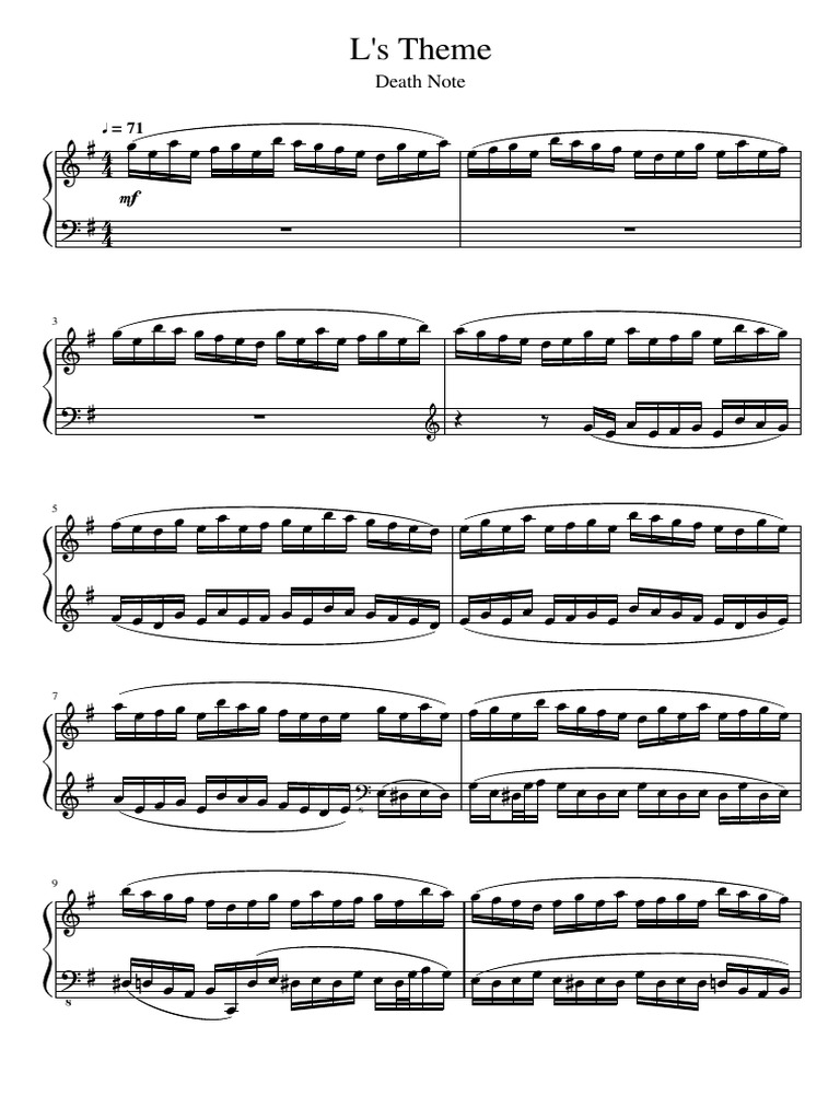 Death Note: L's Theme Sheet Music | PDF