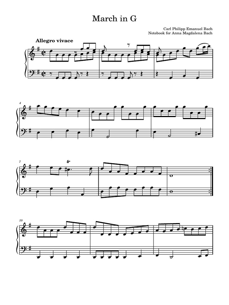 March in G | PDF | Musical Compositions | Johann Sebastian Bach