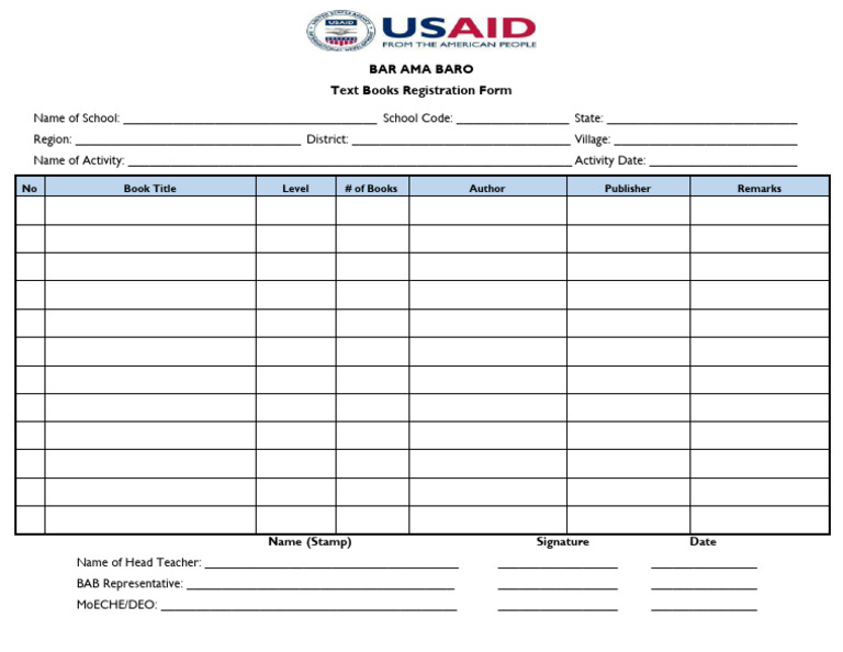 BAB - Text Books Registration Form 272 | PDF