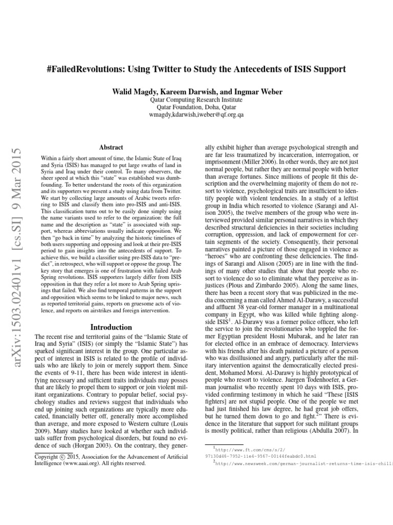 2015 - #FailedRevolutions - Using Twitter To Study The Antecedents of ...