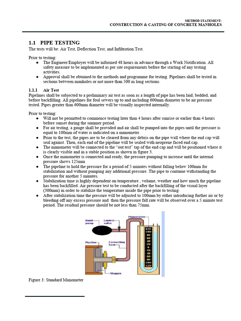Method Statement Construction & Casting of Concrete Manholes P-4 | PDF | Pipe (Fluid Conveyance ...
