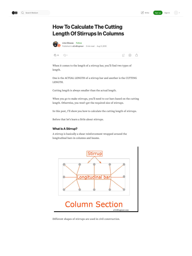 Medium Com Acivilengineer How To Calculate The Cutting Length of Stirrups in Columns ...