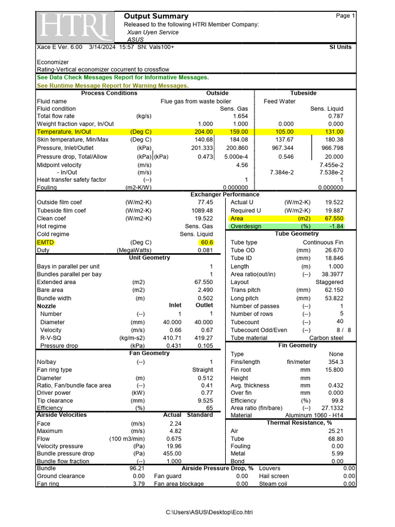 Calculation Economizer - PL Project | PDF | Boiling | Liquids