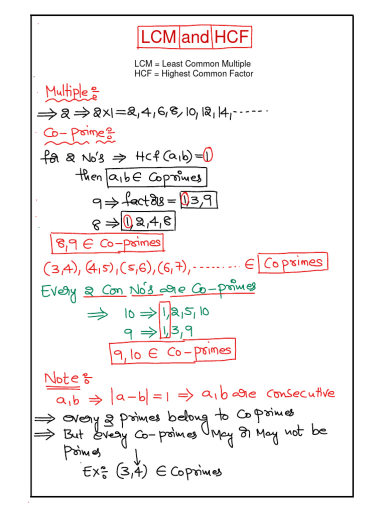 LCM HCF CLASS NOTES-1 | PDF