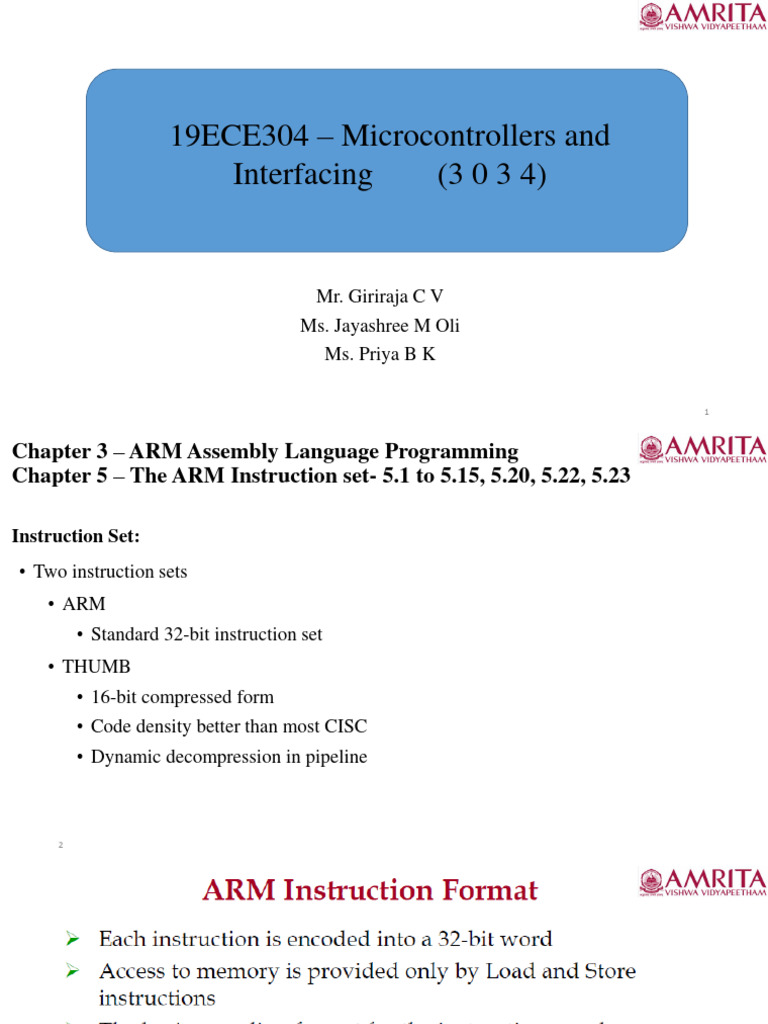 19ECE304 - Chapter 3,5 - ARM | PDF | Computer Architecture | Computer ...