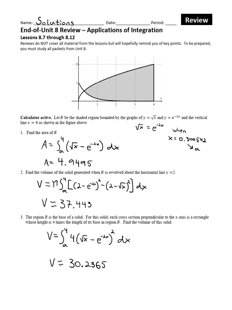 Calcbc End-Of-Unit 8 Review Solutions | PDF