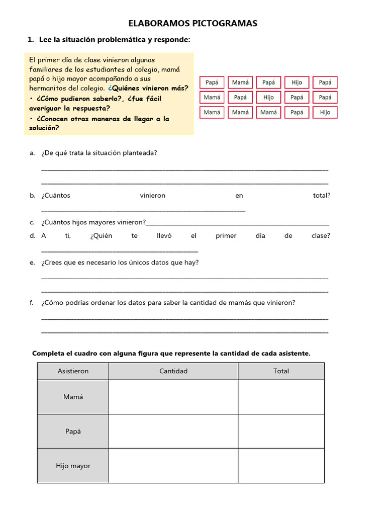 FICHA MAT - Elaboramos Pictogramas. | PDF