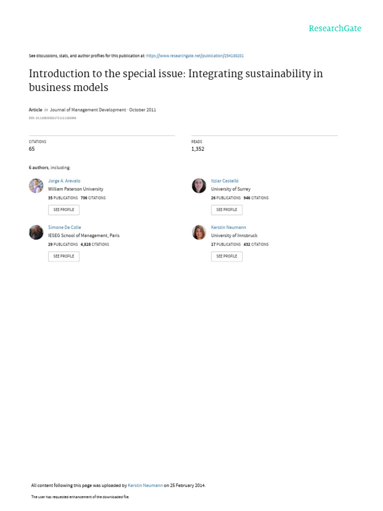 Integrating Sustainability in Business Models | PDF | Sustainability ...
