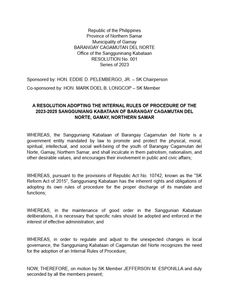 SK-Internal-Rules-and-Procedures-Sample | PDF | Quorum | Committee