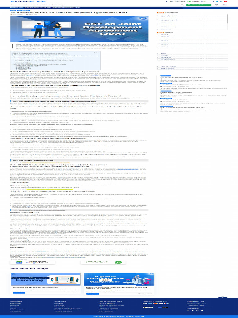 An Abstract of GST On Joint Development Agreement (JDA) | PDF