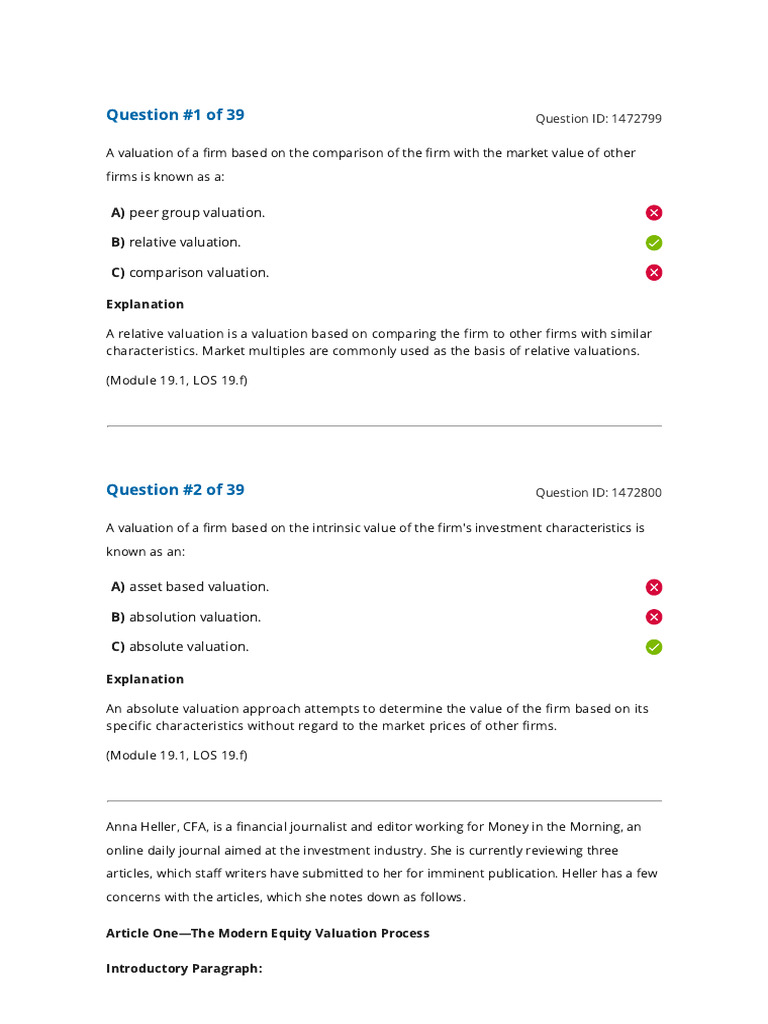 Valuation Methods and Considerations | PDF | Valuation (Finance ...