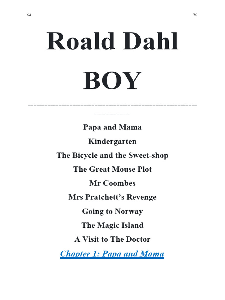 Roald Dahl's Early Life and Family | PDF | Classics