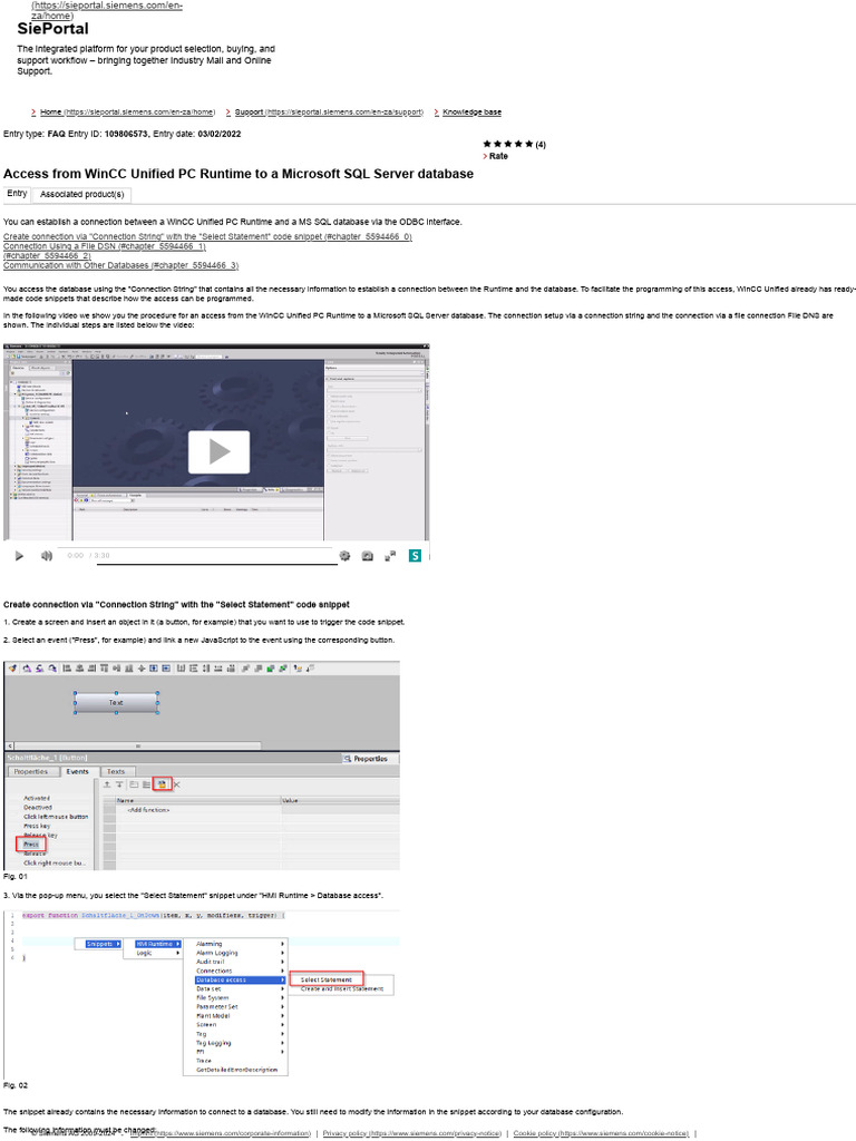 Access From WinCC Unified PC Runtime To A Microsoft SQL Server Database - ID - 109806573 ...