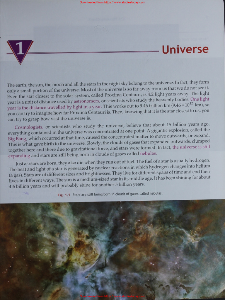 ICSE Class 8 Physics Chapter 01 Universe | PDF