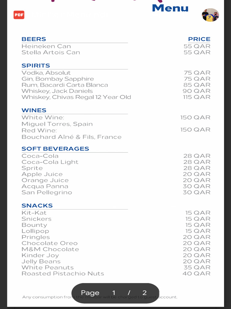 Minibar Menu - PDF - Google Drive | PDF | Cooking, Food & Wine