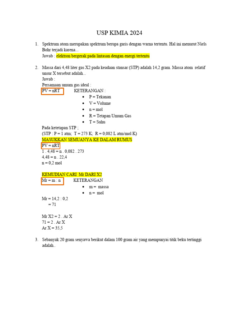 Rumus Gas Ideal dan Spektrum Atom | PDF | Sains & Matematika