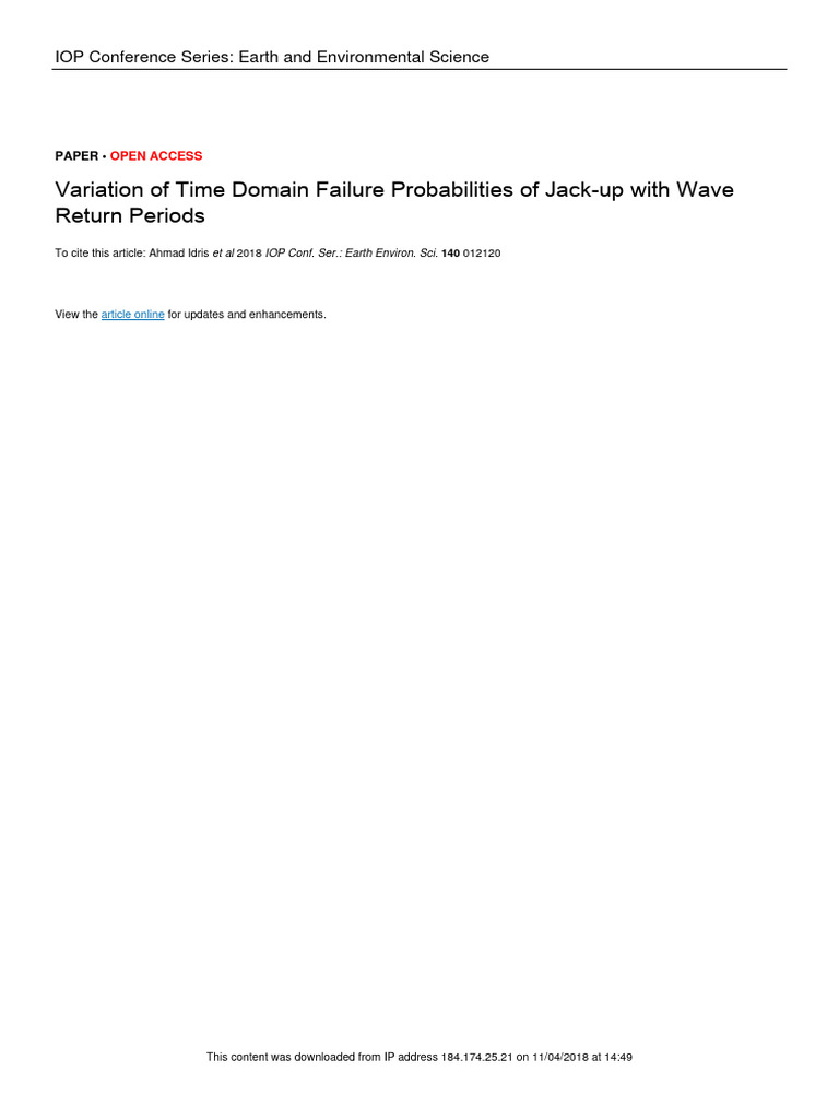 Variation of Time Domain Failure Probabilities of Jack-Up With Wave Return Periods | PDF ...