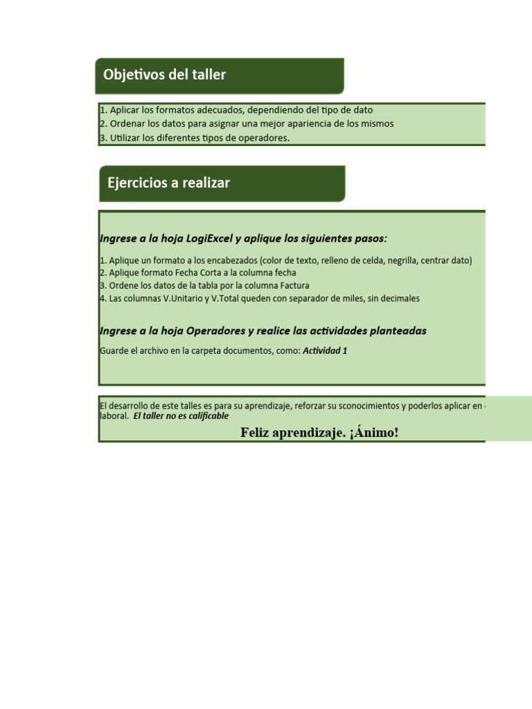 Formato y Ordenamiento en LogiExcel | PDF | Apariencia humana ...