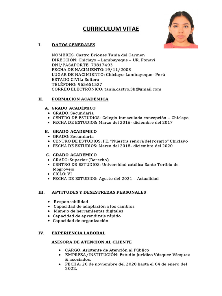 CV TANIA CASTRO 2024 | PDF