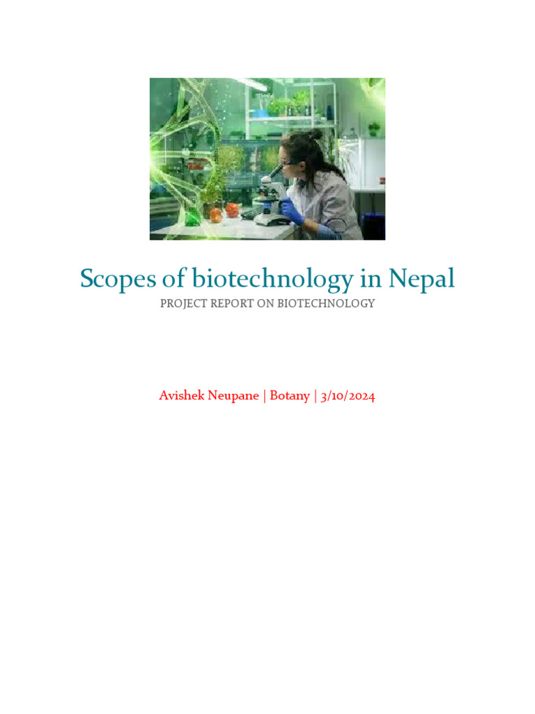 Scopes of Biotechnology in Nepal | PDF | Biotechnology | Genetic ...