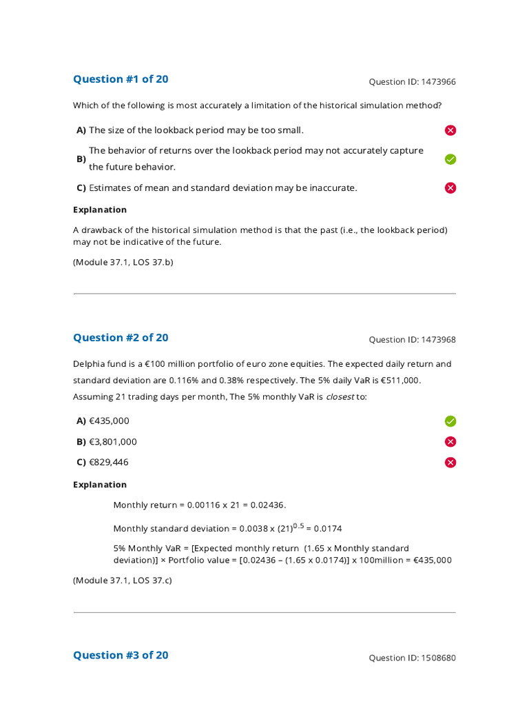 Reading 37 Measuring and Managing Market Risk - Answers | Download Free PDF | Value At Risk ...