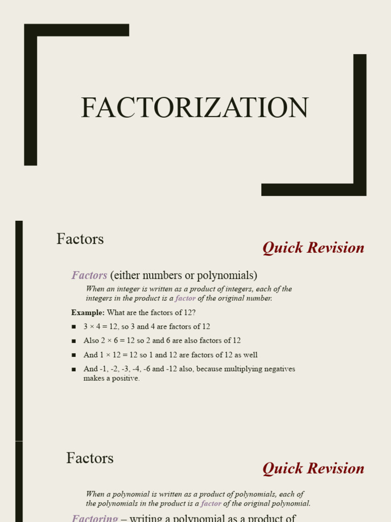 Polynomial Factorization Basics | PDF | Factorization | Number Theory