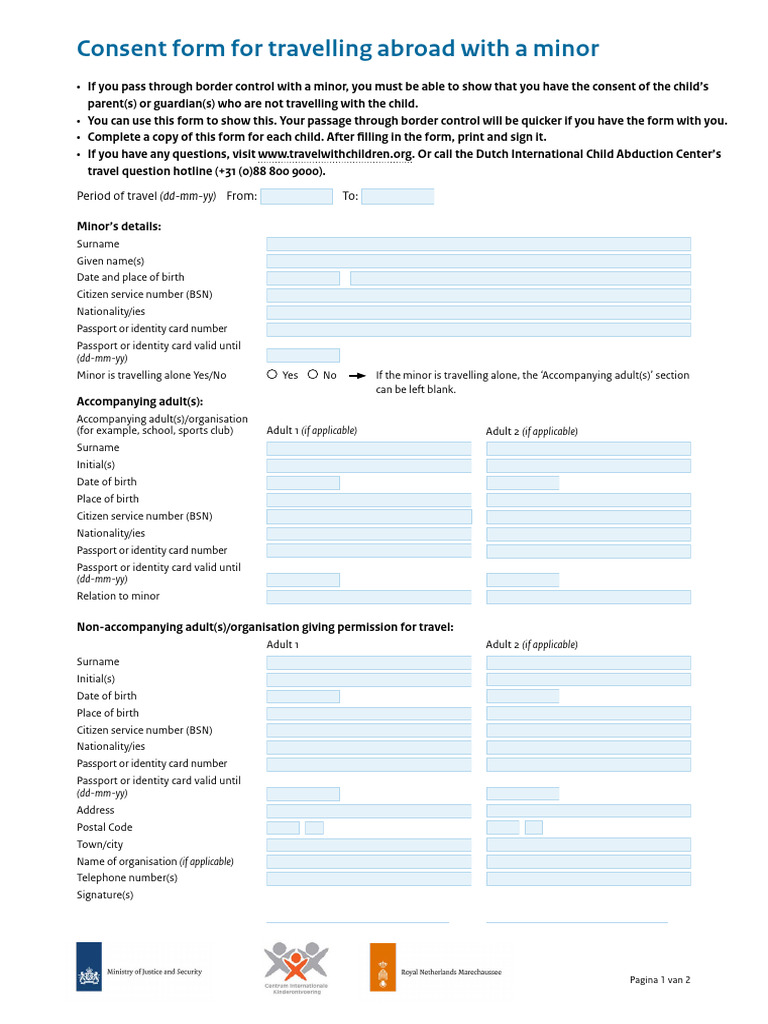 Minor Travel Consent Form | PDF | Identity Document | Passport