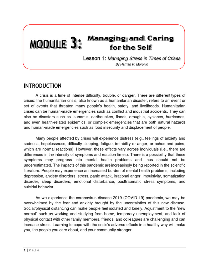 Module 3 Lesson 1 | Download Free PDF | Stress (Biology) | Anxiety