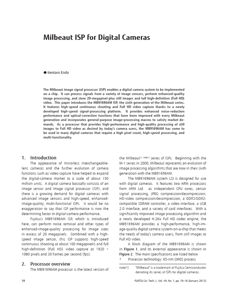 Milbeaut ISP For Digital Cameras | PDF | Digital Camera | Pixel