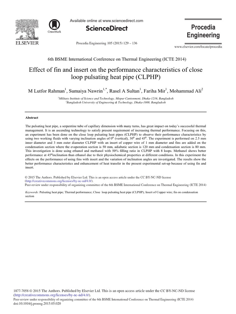 Effect of Fin and Insert On The Performance Characteristics - 2015 ...