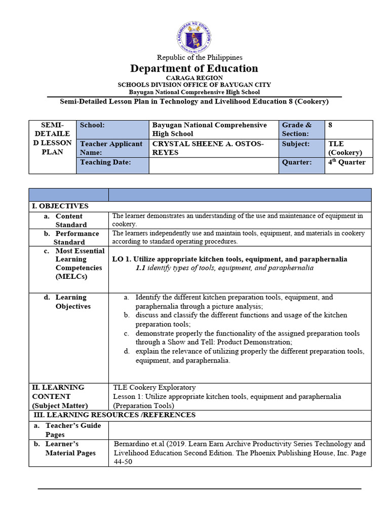 Lesson Plan Final | PDF | Kitchen Utensil | Spoon