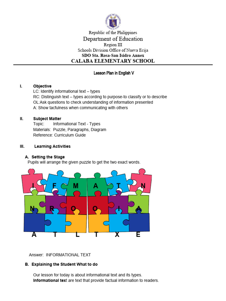 .Q3 D1 Text Types According To Purpose - To Classify or Describe | PDF ...